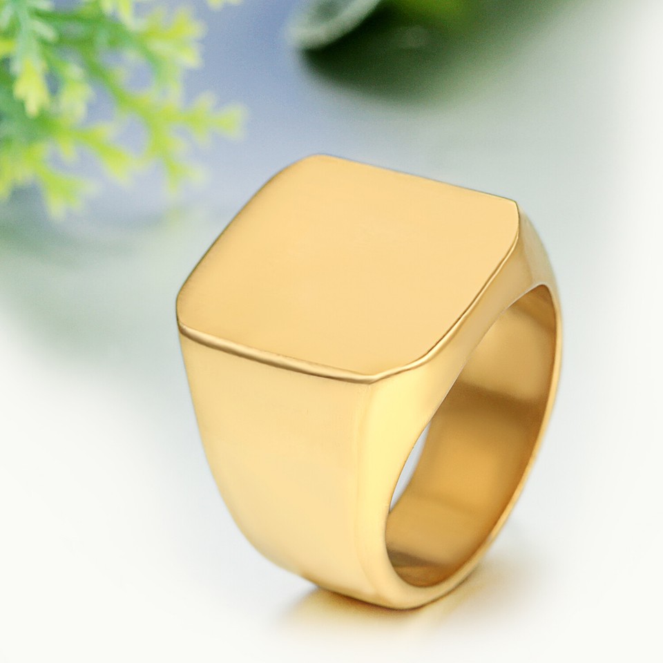 Plated Men's Stainless Steel Signet Ring Classical Cocktail Band ...