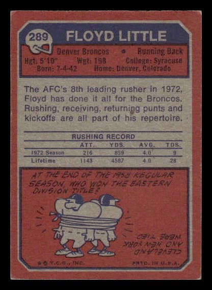 1973 Topps #289 Floyd Little Denver Broncos | eBay