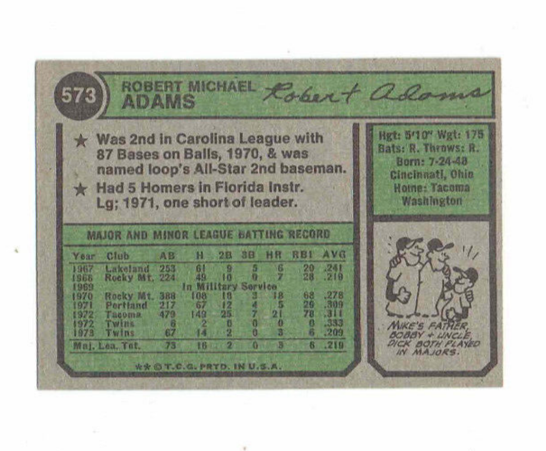 Mike Adams Minnesota Twins Outfield #573 TCG 1974 #Baseball Card | eBay