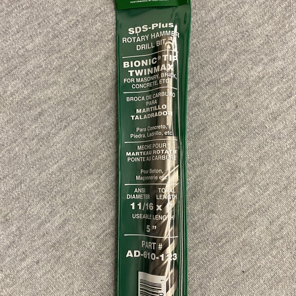 DrilTec 11/16" X 5" X 9-1/2" SDS-Plus Masonry Drill Bit | eBay