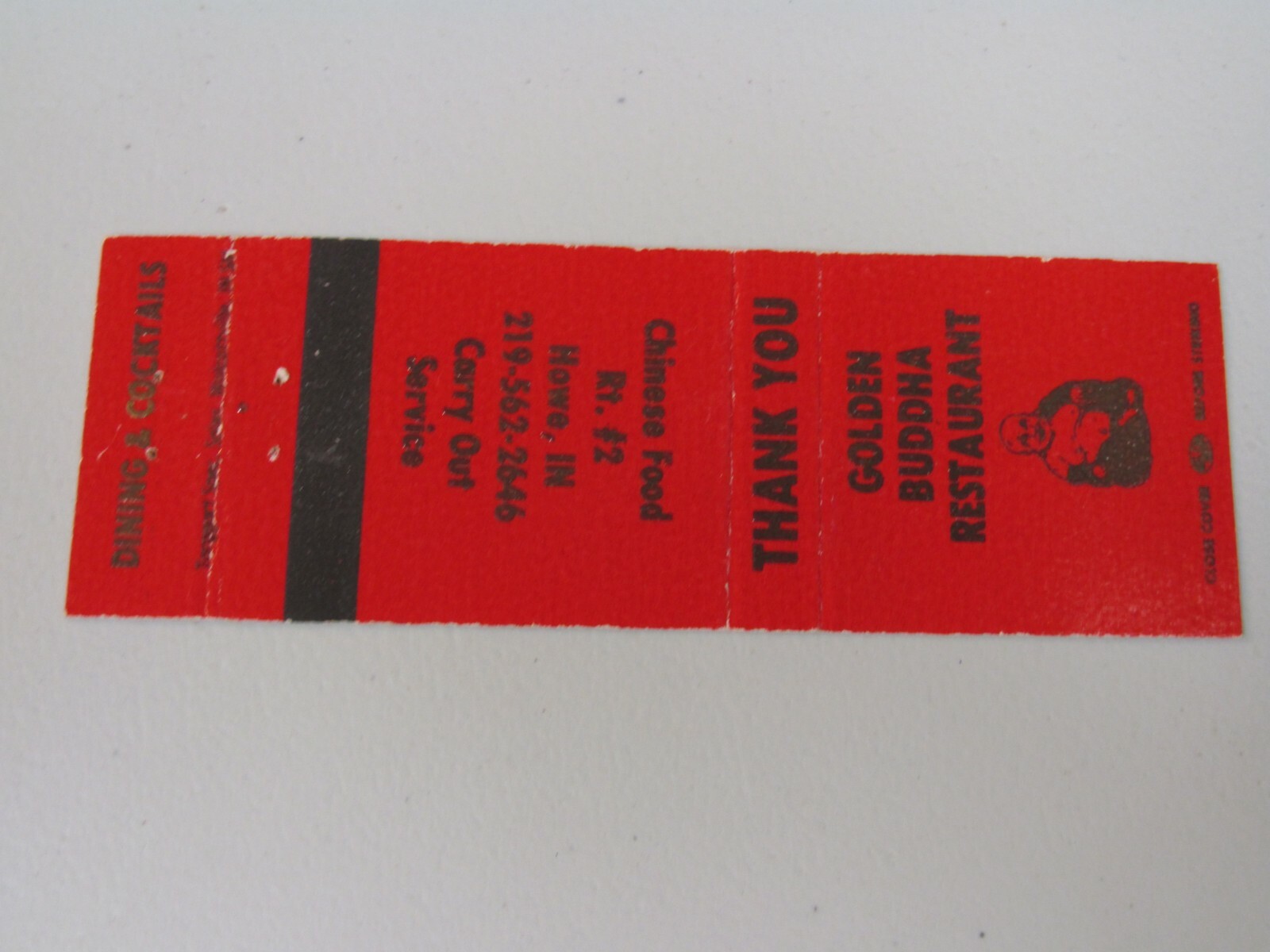 Ai423 Matchbook Cover Golden Buddha Restaurant Howe IN Indiana | eBay