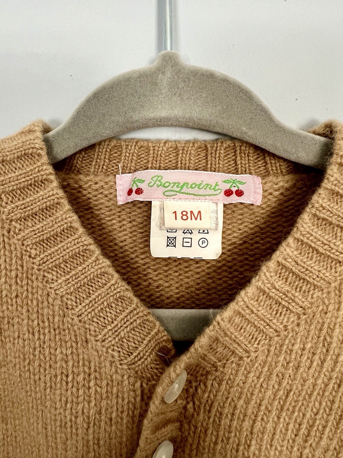 Bonpoint Lambs Wool Cardigan Sweater Size 18 Months RUNS SMALL