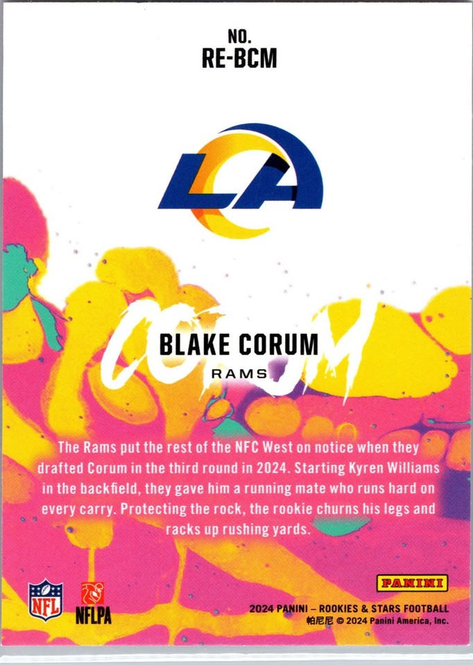 (6) Card Blake Corum Panini Donruss (RC) Lot - Los Angeles Rams ...