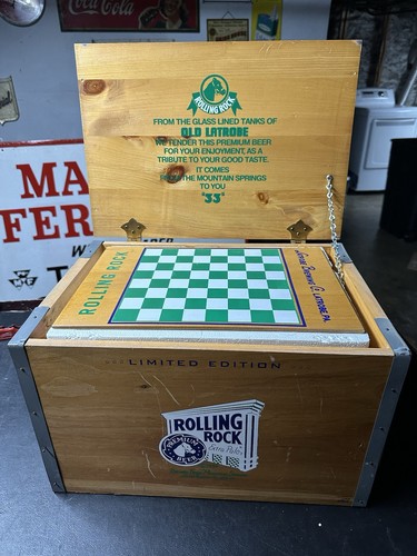 Vintage Limited Edition Rolling Rock Beer Wooden Box Crate Checker ...
