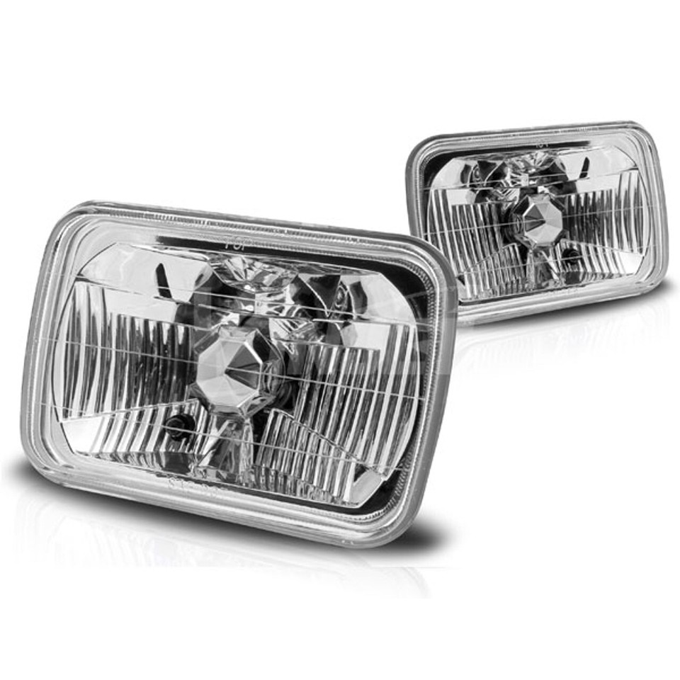 for 7" Rectangular Conversion Head Lights Clear Lens Pairs Headlamp w ...