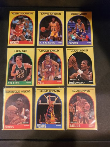 1989 Hoops Superstars 9-card Lot; Bird, Magic, Miller, Barkley, Pippen ...