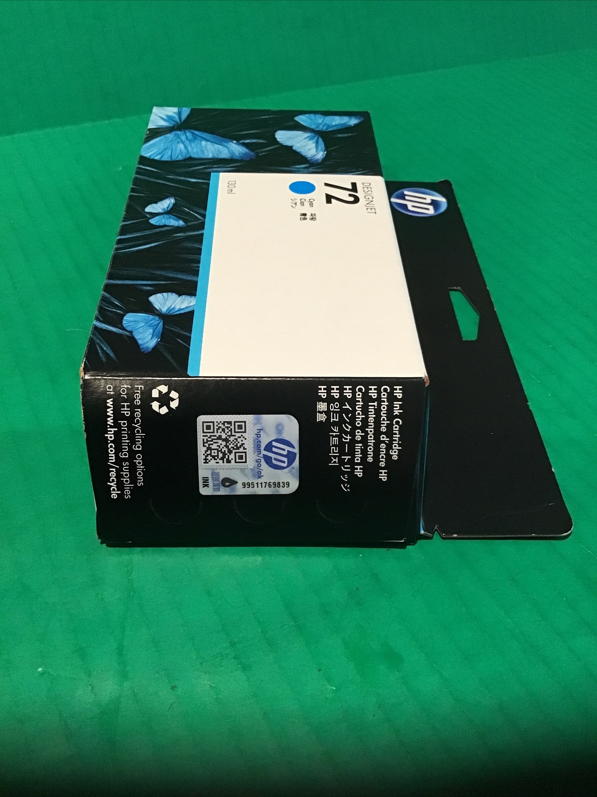 Genuine HP 72 Cyan Ink Cartridge C9371A DesignJet 130ml NEW SEALED Box ...