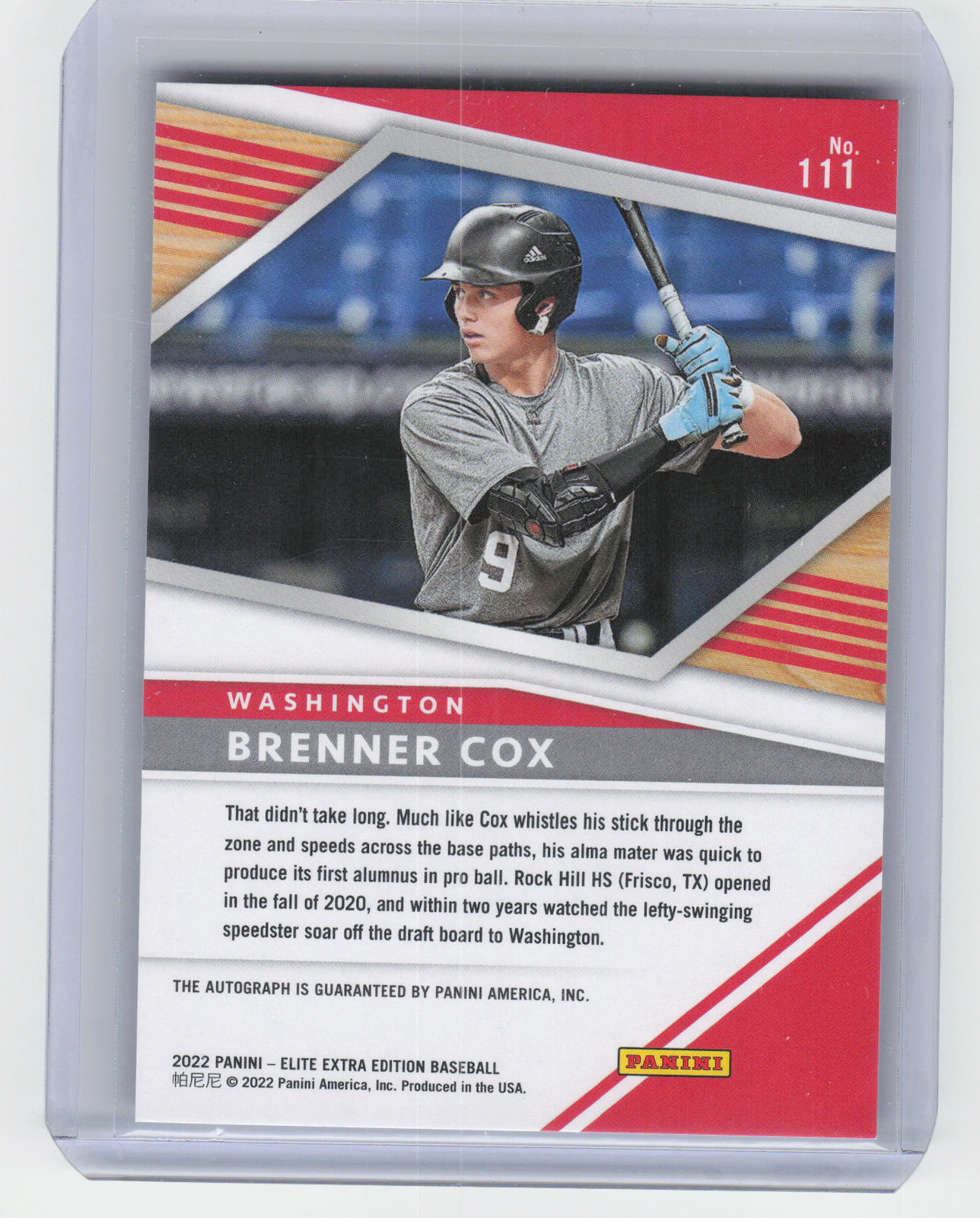 2022 Panini Elite Extra Edition #111 Brenner Cox Signatures | eBay