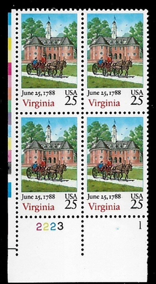 US 1988 SC#2345 200TH VIRGINIA POSTAGE STAMP P# BOCK OF 4 MNH | eBay