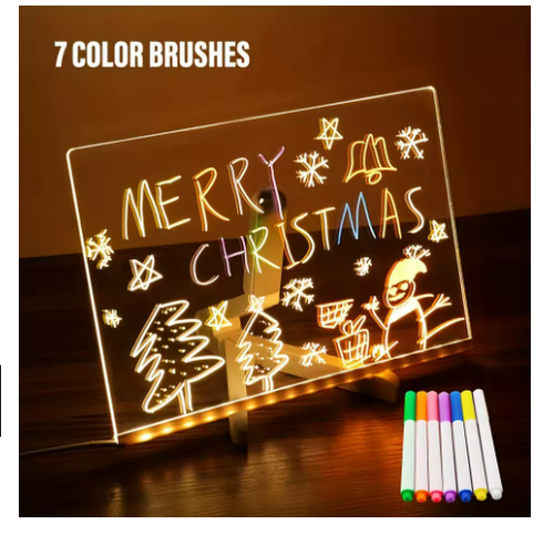 LED Light Up Acrylic Message Board Erasable USB Children's Drawing ...