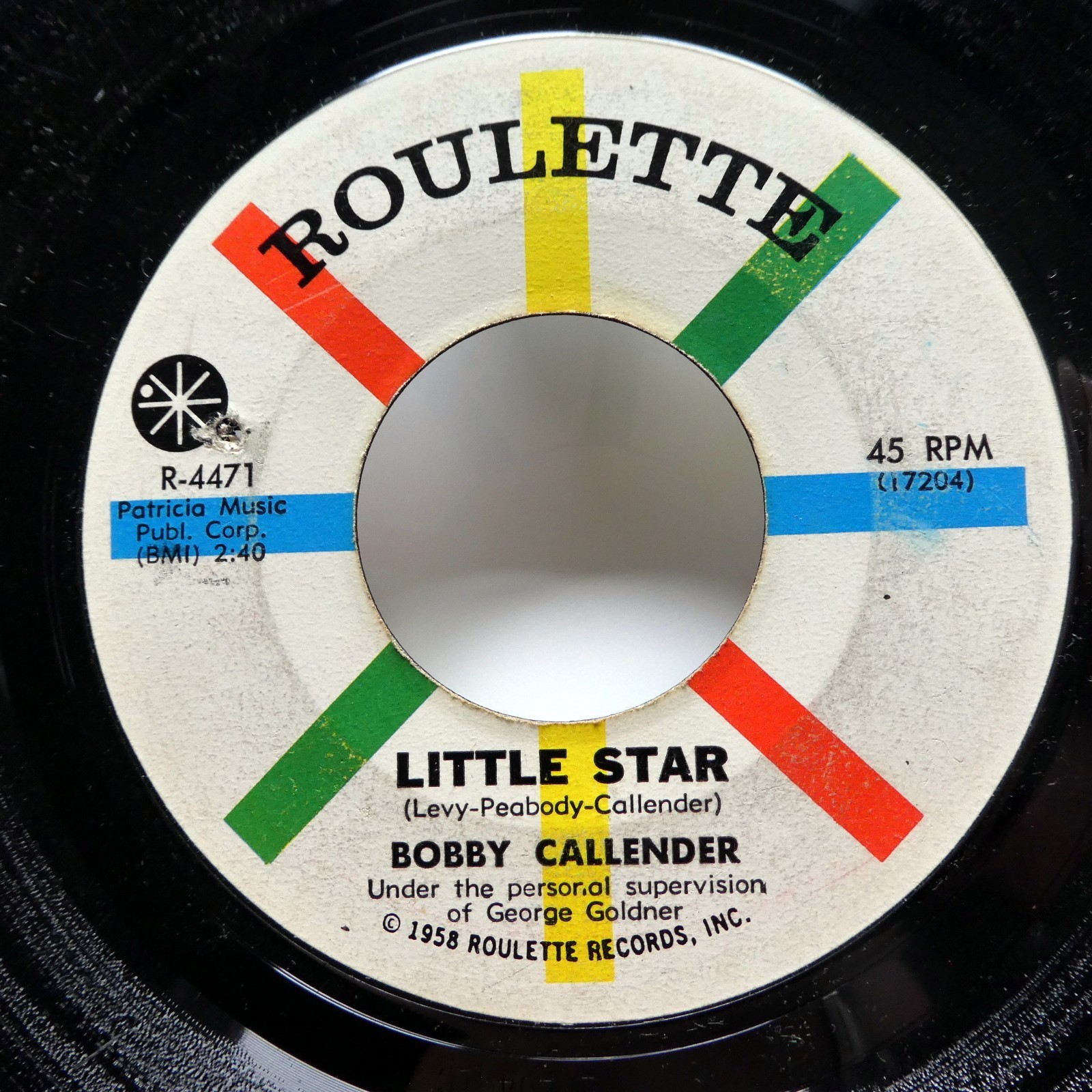 BOBBY CALLENDER 45 Love and Kisses / Little Star ROULETTE promo pop ...
