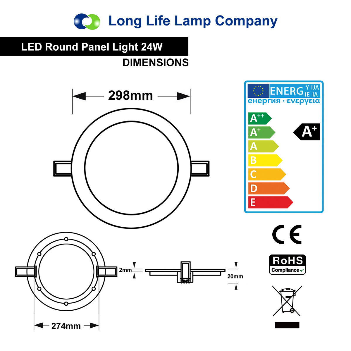 24W LED Round Recessed Ceiling Flat Panel Down Light Ultra slim Warm ...