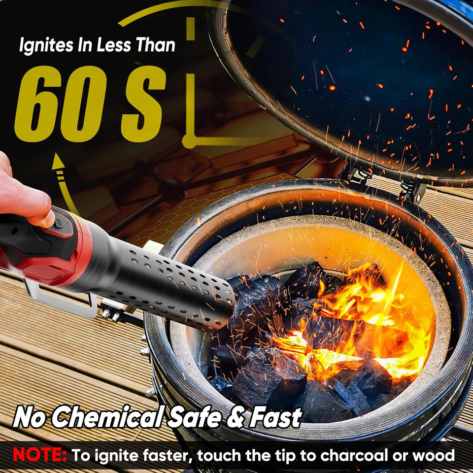Electric Charcoal Starter Fire Lighter with Air Blower, 60S Rises to ...