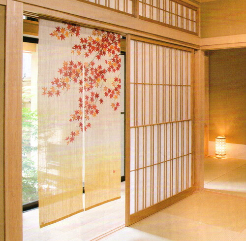 Noren (Japanese split curtain) made of hemp with a traditional Japa ...