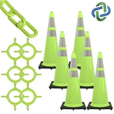 Mr Chain 28In Safety Green Reflective Traffic Cone And Chain Kit | eBay
