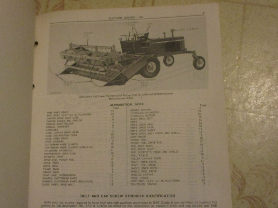 John Deere 120 draper platform parts catalog manual pc-1378 | eBay