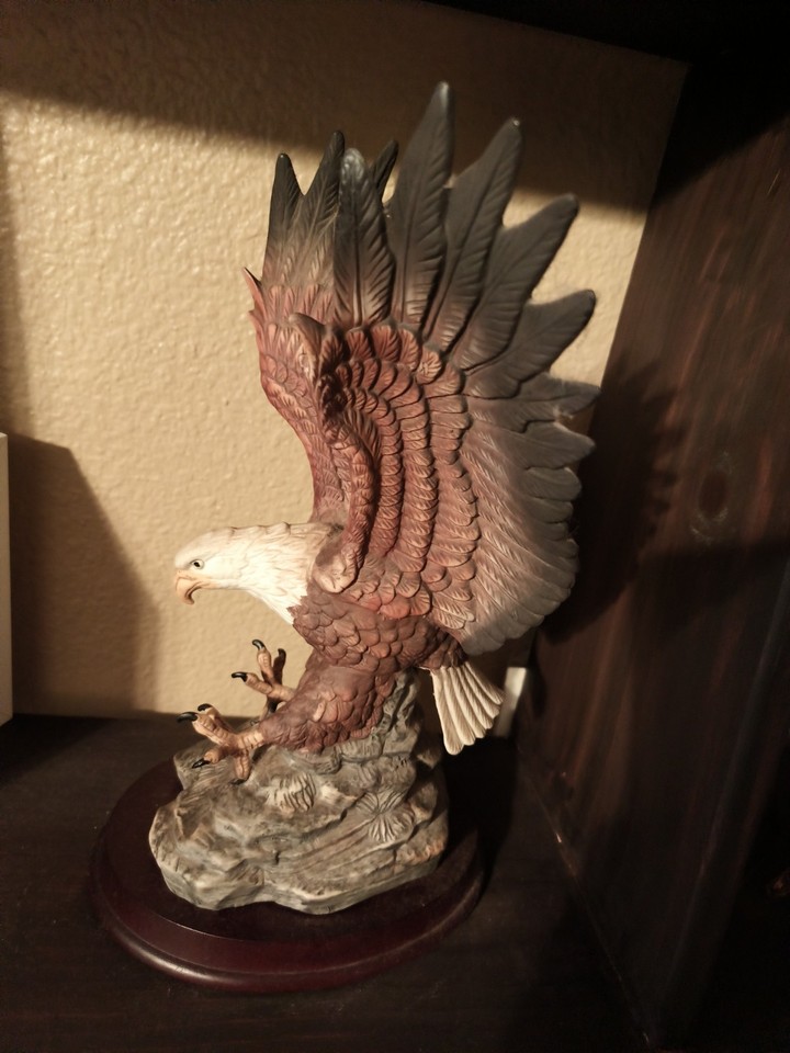 Ceramic Eagle Landing On Rock Sculpture Statue Vintage 15" | eBay