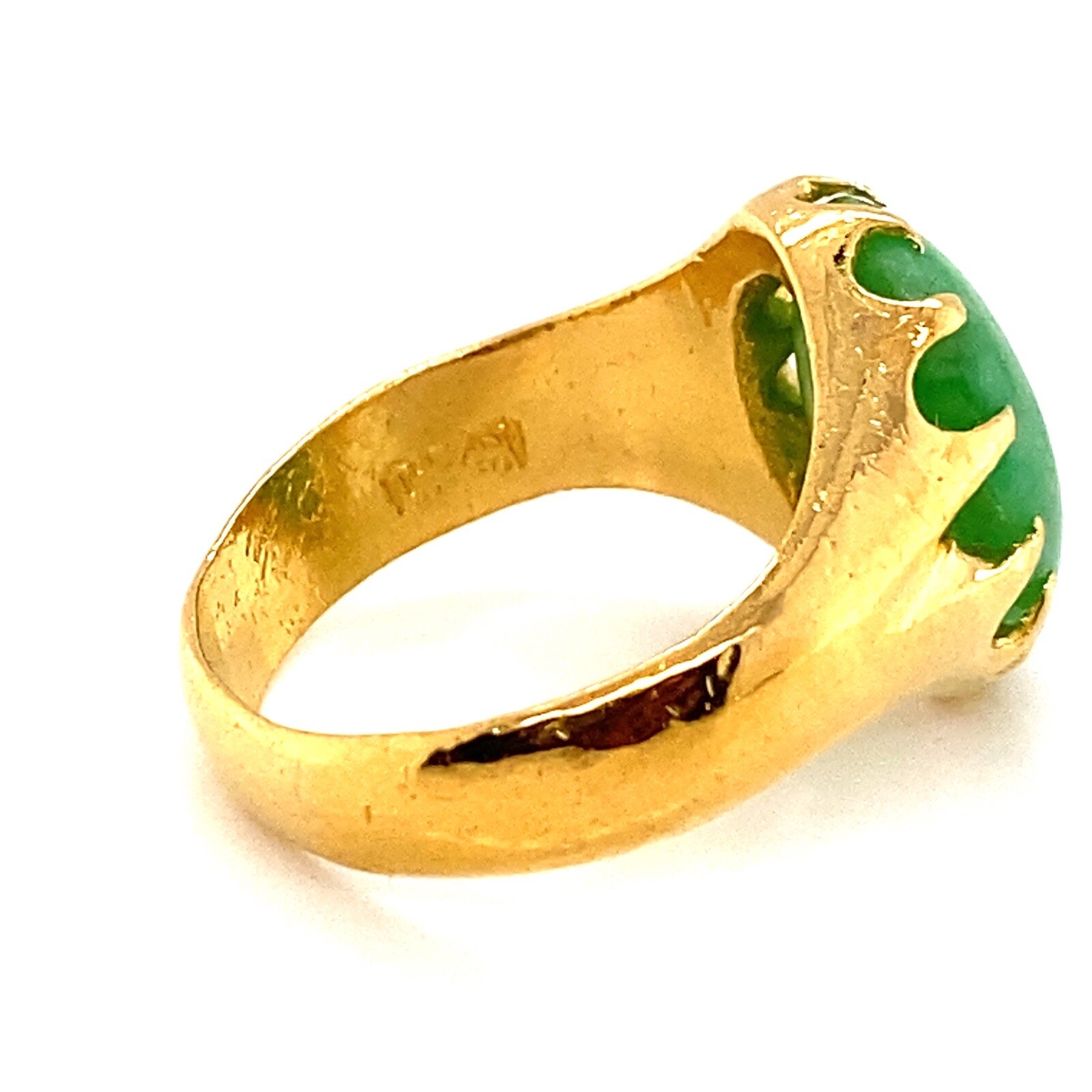 CHINESE FINE 7.55ct JADE 22kt YELLOW GOLD VINTAGE RING Sz 8.25 UNISEX HANDMADE | eBay
