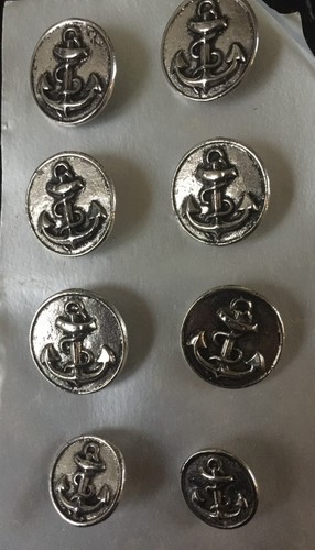 8 Vintage Buttons Metal Anchor Design Ships Nautical Military Navy ...