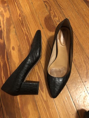 Corso Como Black Leather Pointed Toe Block Heeled Classic Shoes 9 run 8 ...