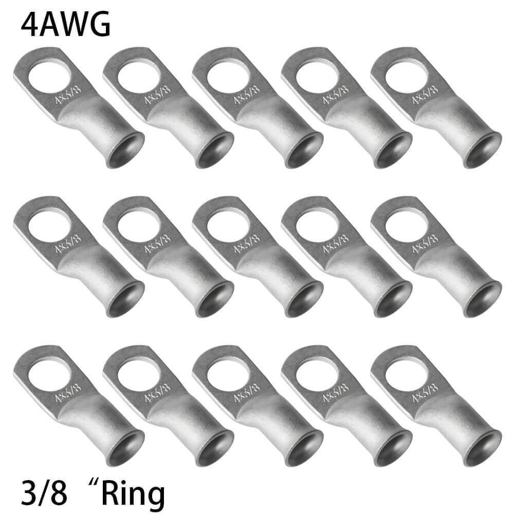 Tinned Copper AWG Ring Connectors Wire Terminals 4 Gauge 3/8 inch Stud ...