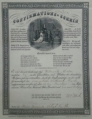 1847 antique CONFIRMATION SCHEIN fraktur . Lehigh County PA | eBay
