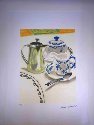 David Hockney Lithography off set cm 50x35 Signing on plate with ...