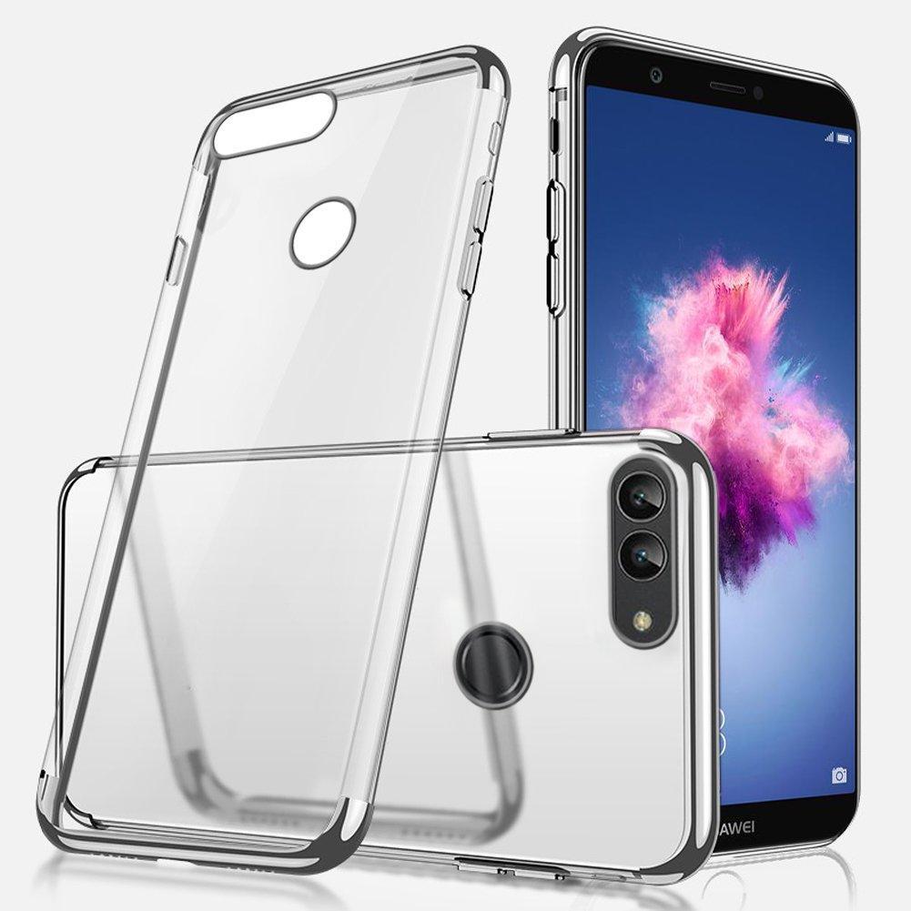 For Huawei P Smart 2017 2019 Clear Black Blue Carbon Fiber Gel Phone ...