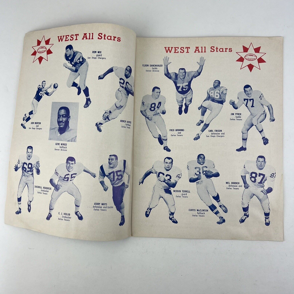 RARE! Vintage 1963 2nd ANNUAL AFL ALL-STAR GAME PROGRAM - AMERICAN ...