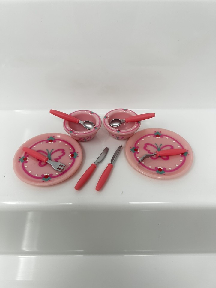 VTG Barbie Tyco Kitchen Littles Dish LOT 10pc Silverware Plates Bowl ...