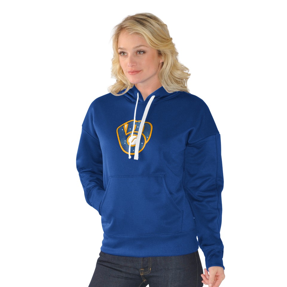 Milwaukee Brewers Glitter Throwback Logo Women's Pullover Hoodie, Blue ...