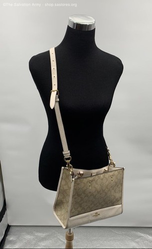 Coach Women's 1955 Dempsey Carryall Beige Brown Leather Signature Tote ...