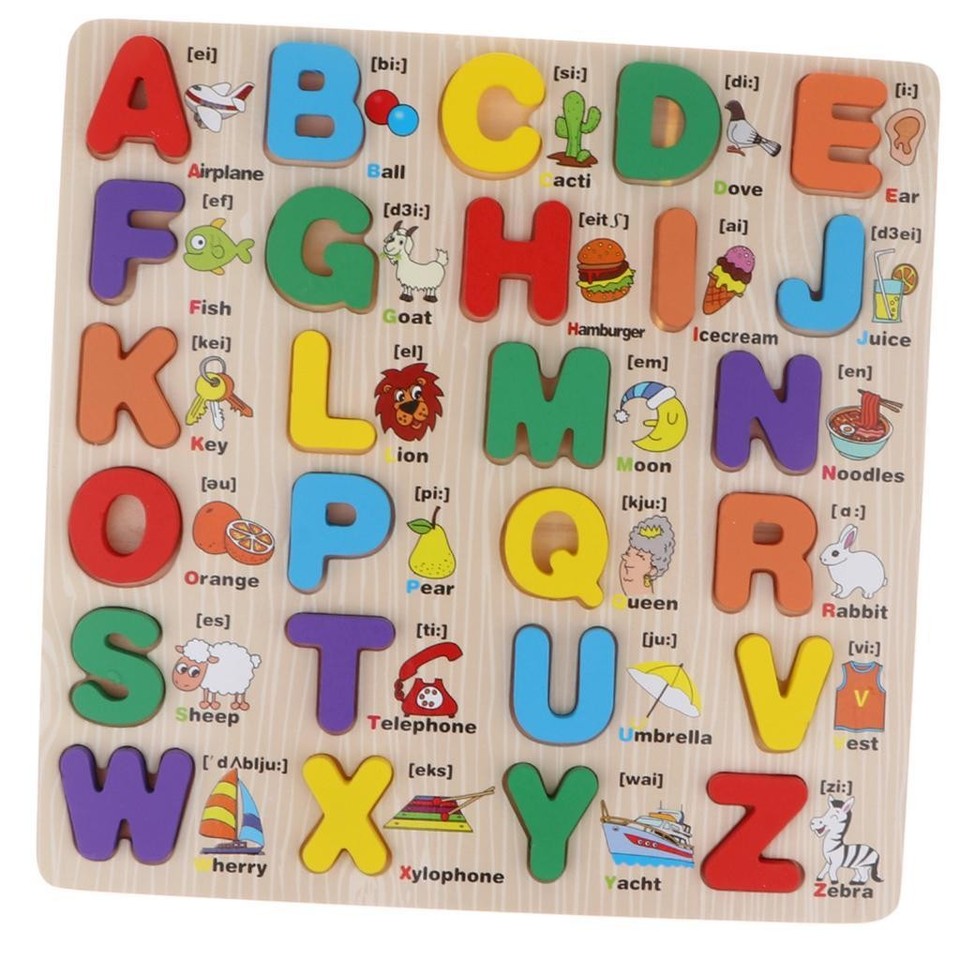 Wooden ABC Puzzles Jigsaws Preschool Kids Children Educational Toys ...