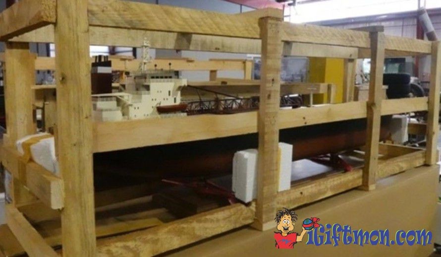 IRON CHIEFTAIN freighter freight ship 40" wooden ship museum display ...