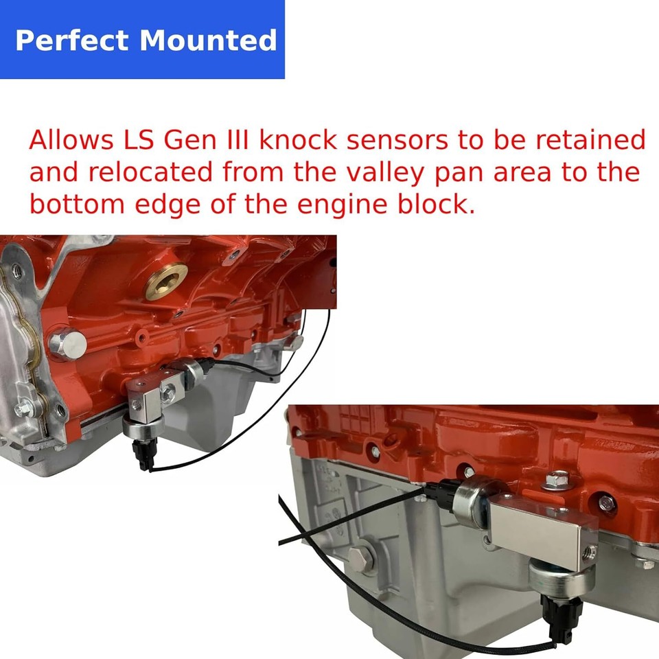 Knock Sensor Relocation Bracket Kit For 1997-2007 GM Gen III LS V8 ...