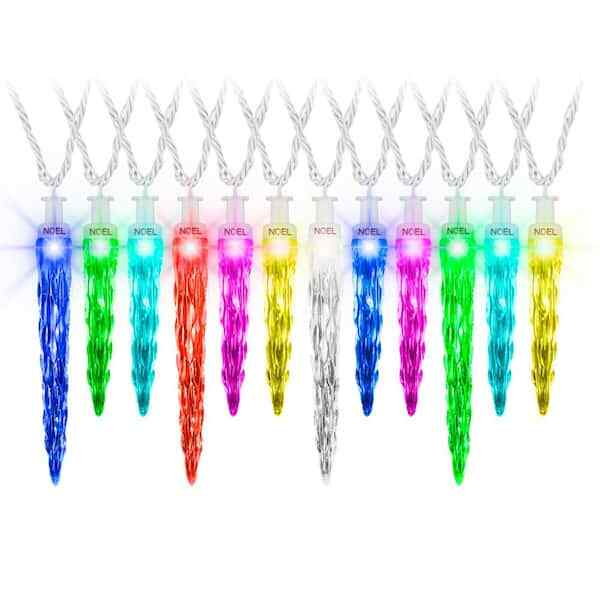 Gemmy LED Lightshow Colormotion 24-Count Multicolor Noel Icicle Lights ...