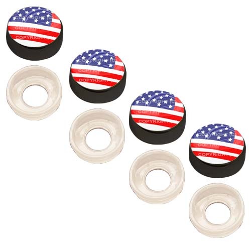 4 Black Custom License Plate Frame Screw Snap Caps Covers American Flag ...