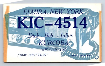 Vintage Ham Radio Amateur QSL QSO Postcard KIC 4514 Elmira, New York | eBay