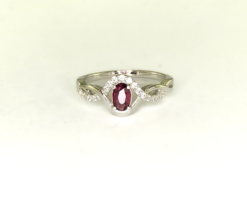 6 x 4 mm Oval Ruby and Cubic Zirconia Infinity Loop Sterling Silver ...