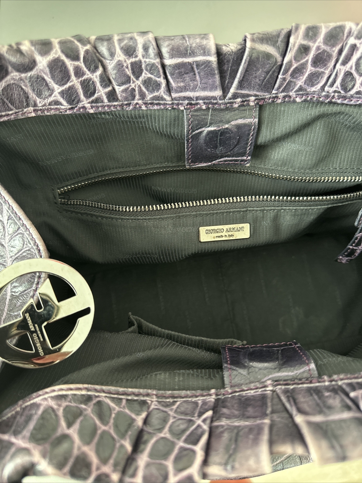 Giorgio Armani Purple Croc Embossed bag | eBay