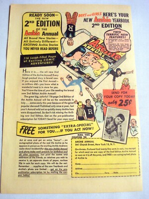 1942 Color Ad Archie Annual #2 with Bob Hastings Archie Andrews Radio ...
