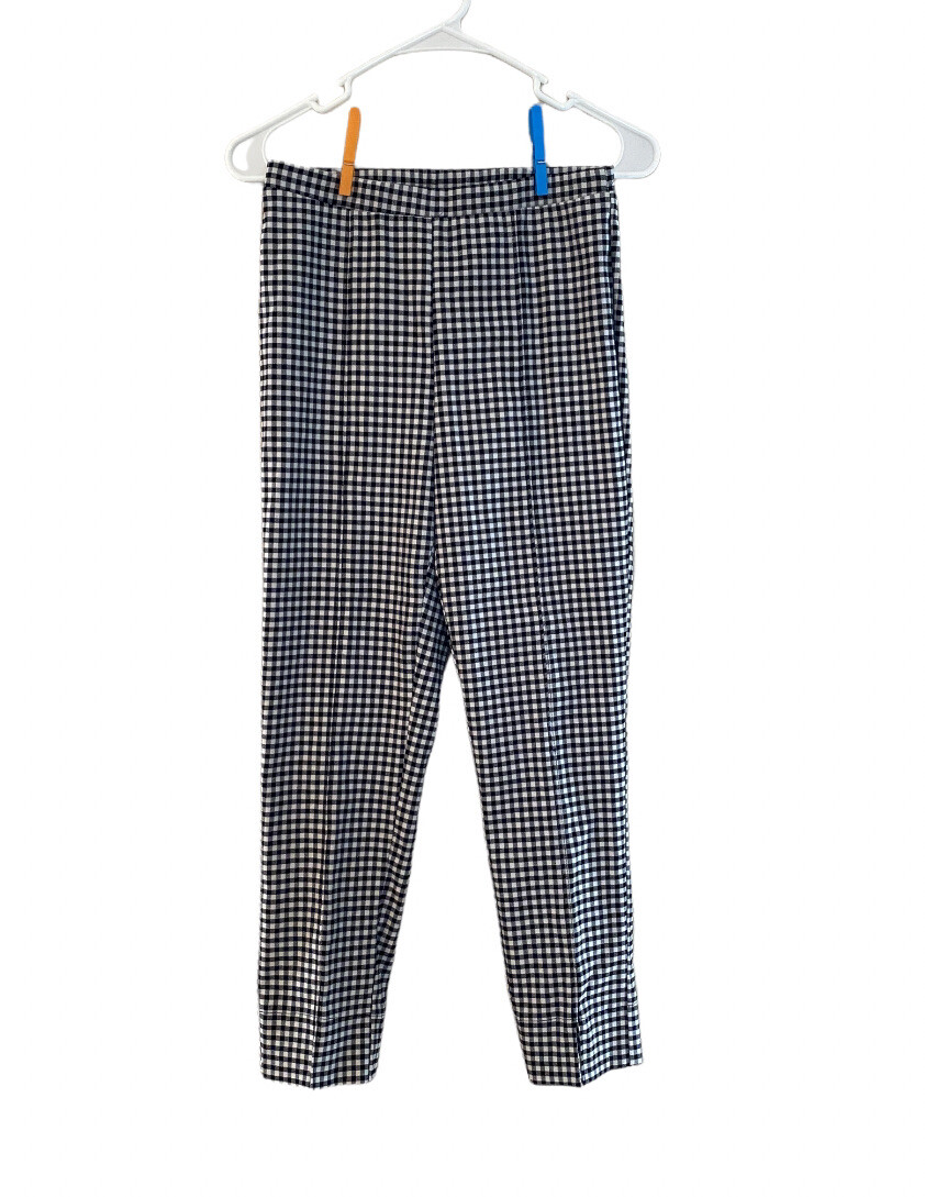 NWT Lynn Ritchie Stretchy Black White Plaid Cropped Pull On Pants Size ...
