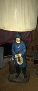 VINTAGE CERAMIC BLUE FISHERMAN /SEA CAPTAIN /NAUTICAL LAMP | eBay
