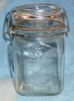 Antique Queen Wide Mouth Adjustable Square Pint Canning Jar Smalley ...