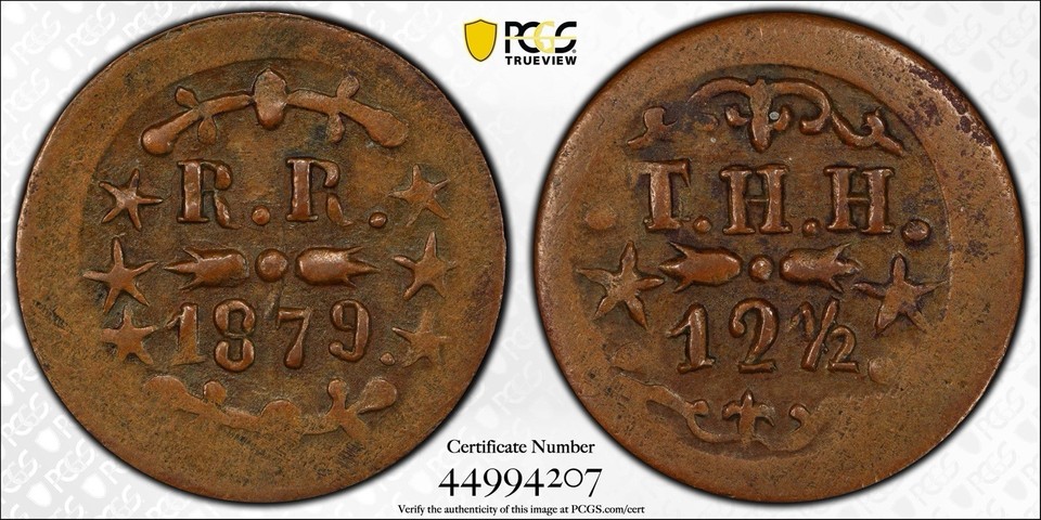 PCGS AU53 Hawaii 1879 Kahului-Waikiki Railroad Token 12 1/2 Cents 2/6 ...