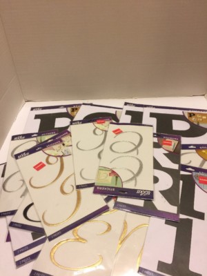 Sticko Letter Stickers Large Size Printed Cursive 19 Packs Black Gold ...