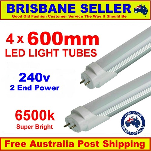 4 x LED T8 Tubes 9w 60cm 6500k Super Bright White Fluro Lights 2 END ...