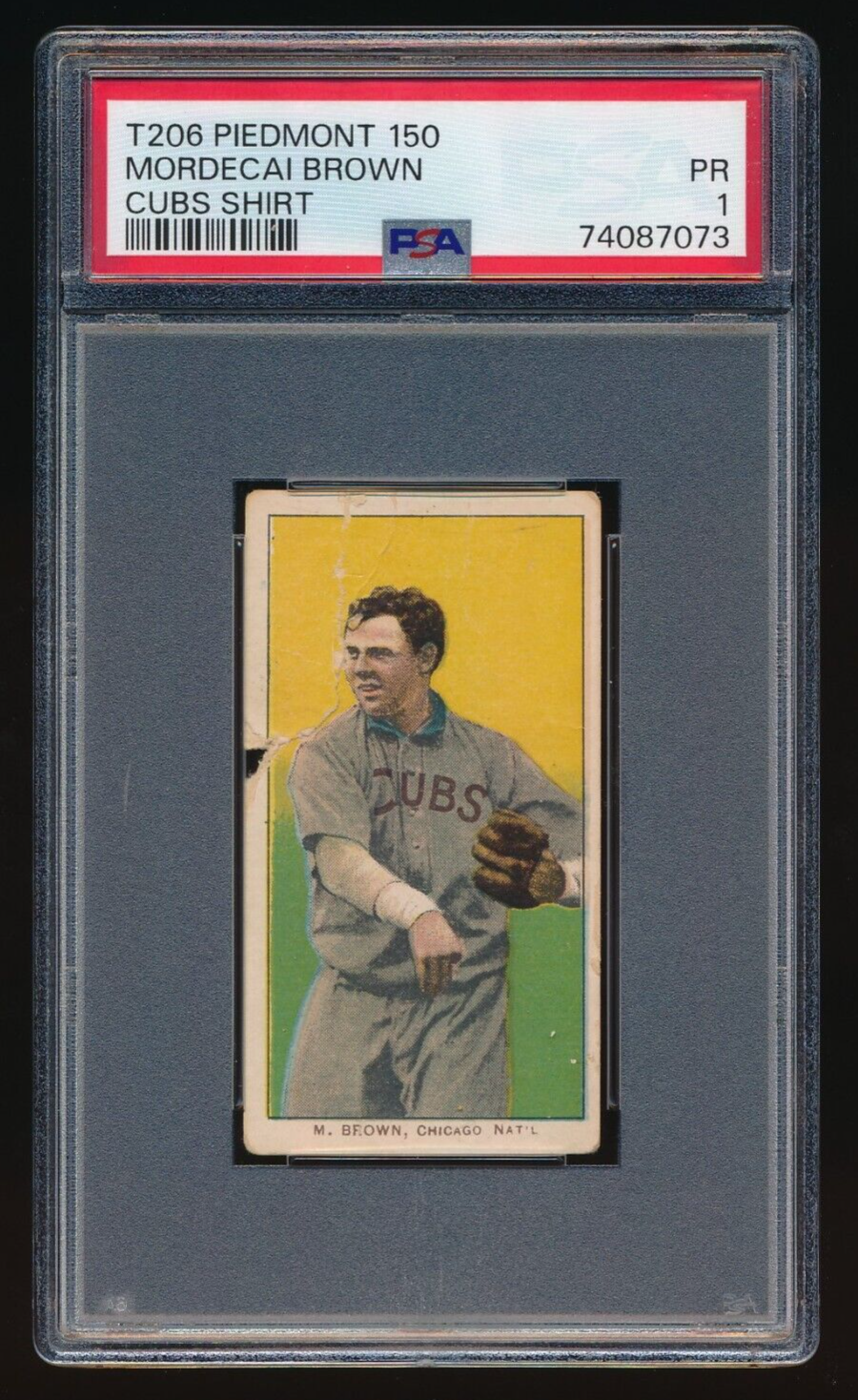 1909-11 T206 Mordecai Brown Cubs On Shirt Cubs Piedmont 150 PSA 1 PR | eBay