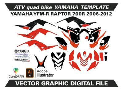 YAMAHA Raptor 700 YFM-R 2006-2012 template Vector format AI CDR EPS A27 ...