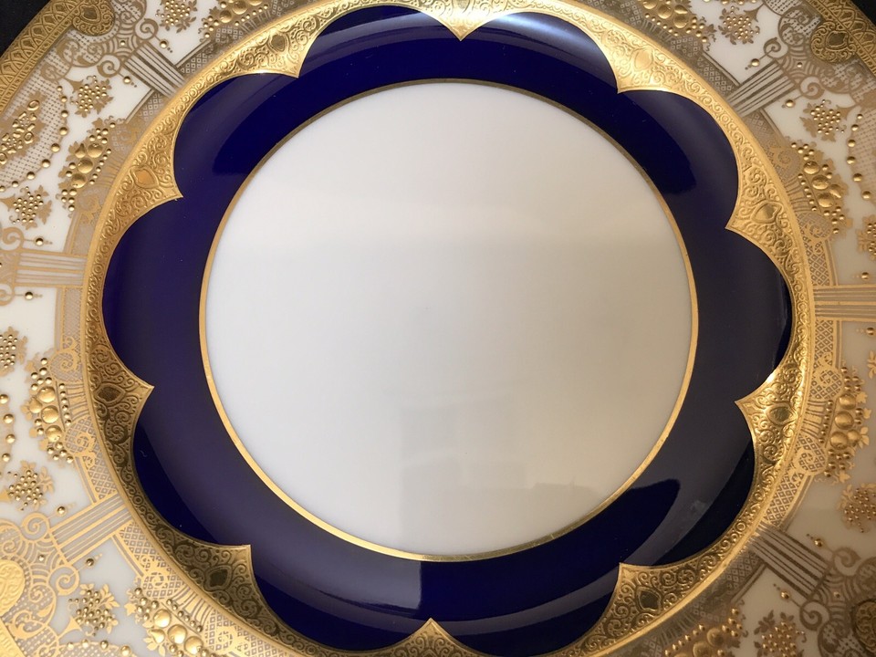 Lenox porcelain Cobalt Blue & Gold Encrusted beaded Dinner /service ...